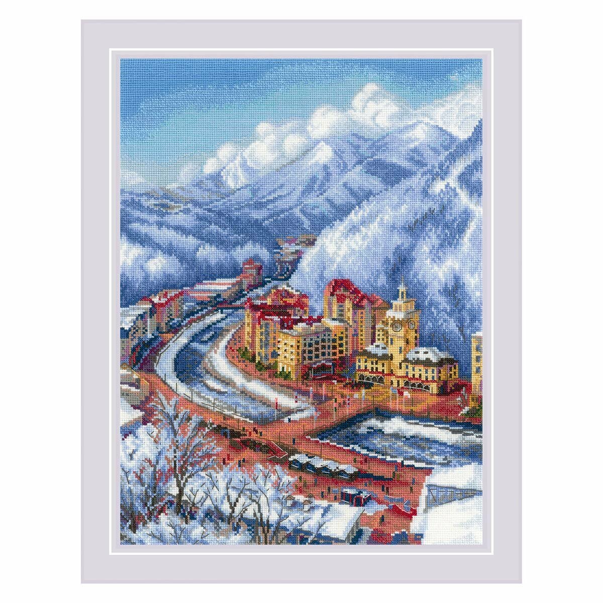 Набор для вышивания крестиком Риолис 'Роза Хутор', 30*40 см, на белой канве