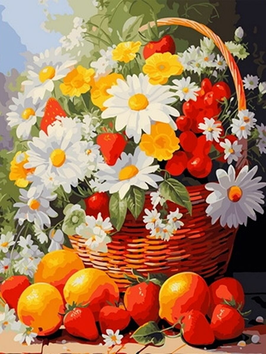 Картина по номерам на холсте 40*50 см "Букет цветов и фрукты"