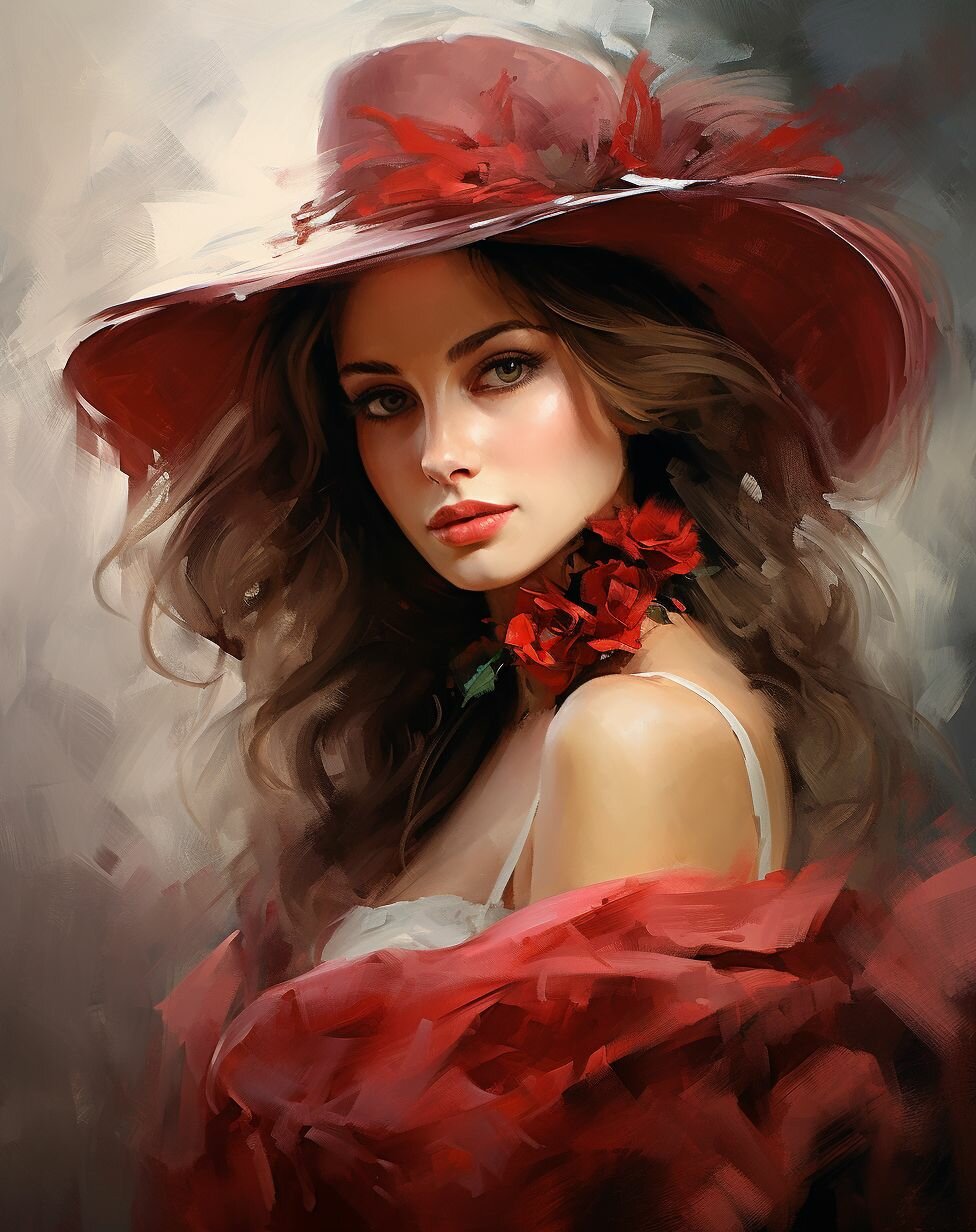Картина по номерам на холсте 40*50 см "Девушка в шляпке"