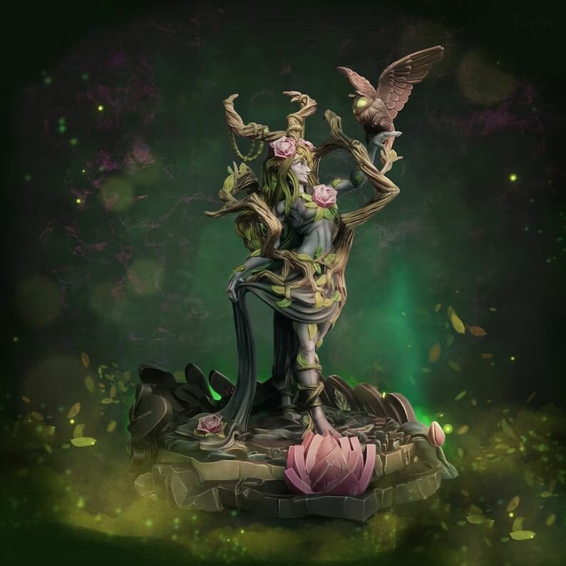 Лесная волшебница (40мм) Эльф-Полуэльфы, Темные эльфы, Дроу. Друид Шаман, Маг-Волшебник миниатюра для DnD (ДнД) и других Настольных игр (НРИ, Варгеймов или РПГ), фентези тематика