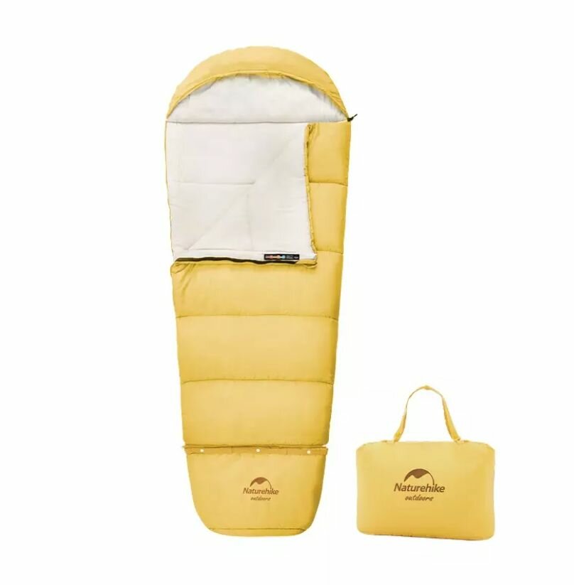 Мешок спальный Naturehike Compact C180, 190х75 см, (правый) (ТК: +12 градусов C), Желтый