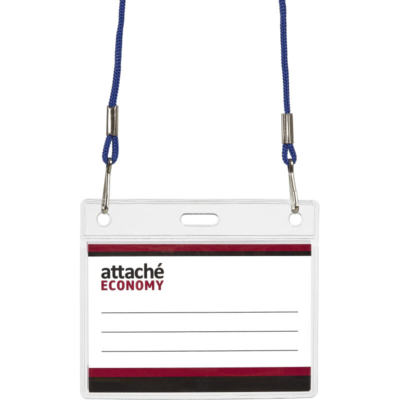 Бейдж Attache Economy 78x96 150мкм, шнур.2заж 45см син, вкладыш 60x90 5шт/уп 1658136