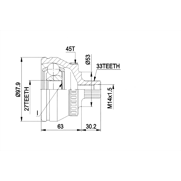 PATRON PCV1381 (3B0498099B / 3B0498099C / 8D0407305M) шрус наружн к-кт 33x53x27 abs:45t audi: a4 1.9tdi 03 / 00-09 / 01, a6 1.9tdi 07 / 00-,