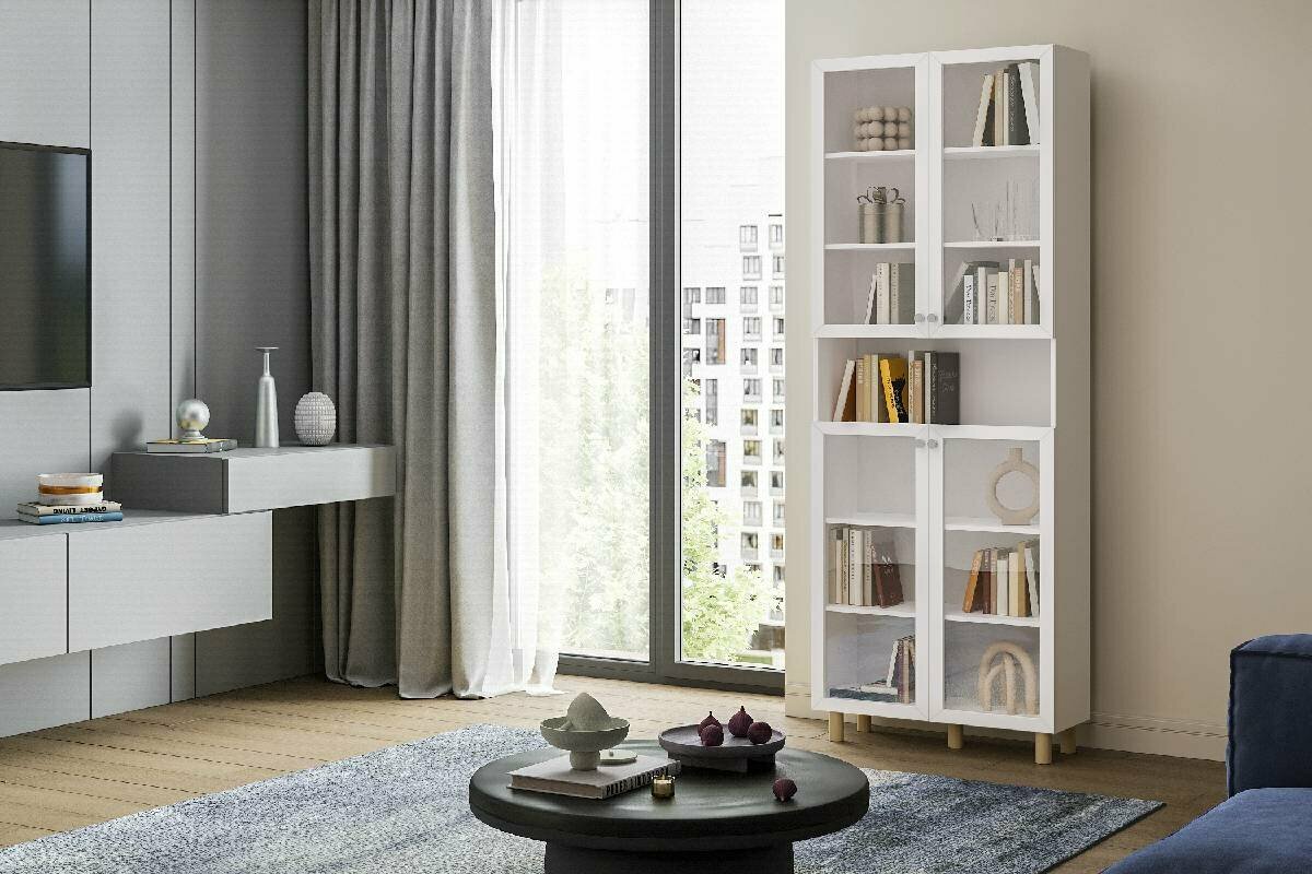 Библиотека Билли Сканди-105 Белый для документов для книг для обуви для одежды для посуды четырехдверный 80*244*30