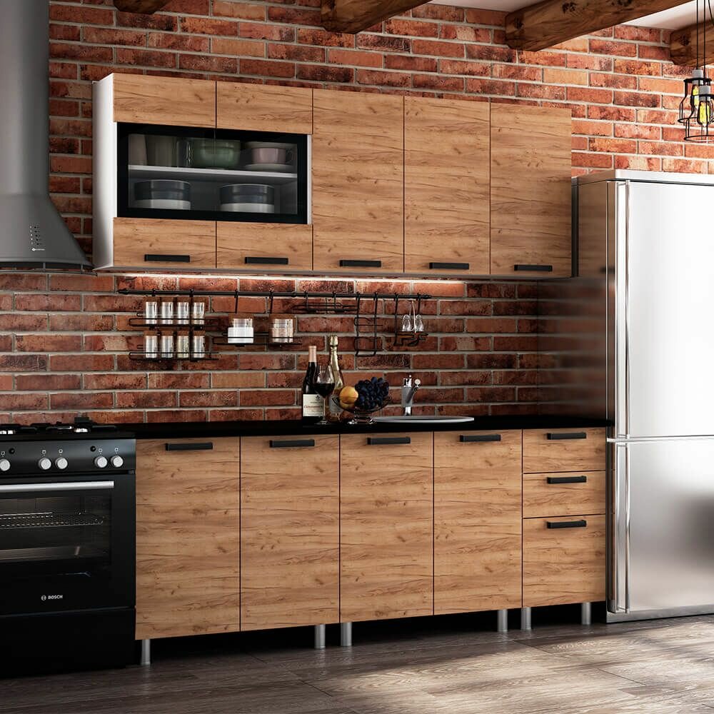 Кухня BTS "Крафт", ЛДСП, с ящикам и полками, стиль лофт, 2 м