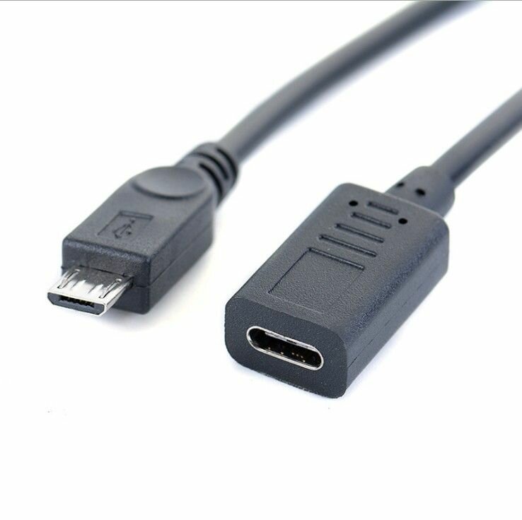 Переходник micro USB (m) штекер на гнездо USB type C (f) 28sm