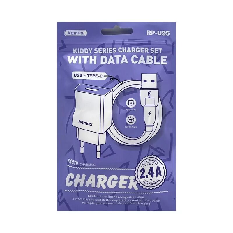 Сетевое зарядное устройство Remax RP-U95, 10W, Type-C + кабель Type-C