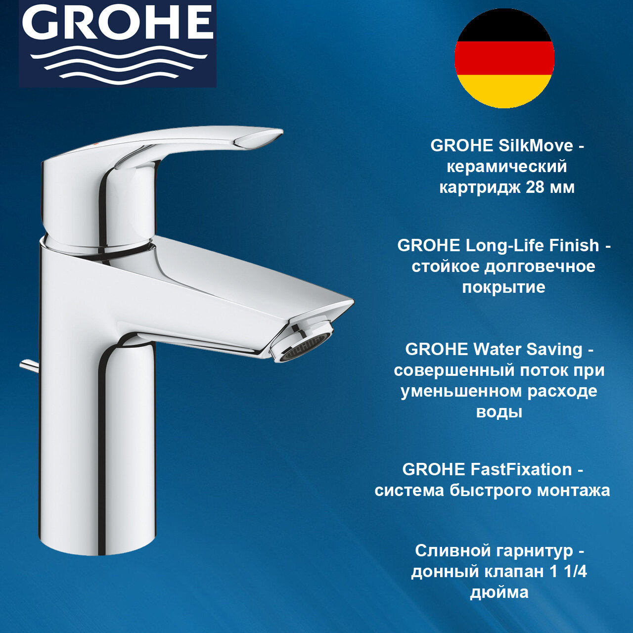 33265003 GROHE Eurosmart 2021 Смеситель для раковины корпус маленький, цвет: хром