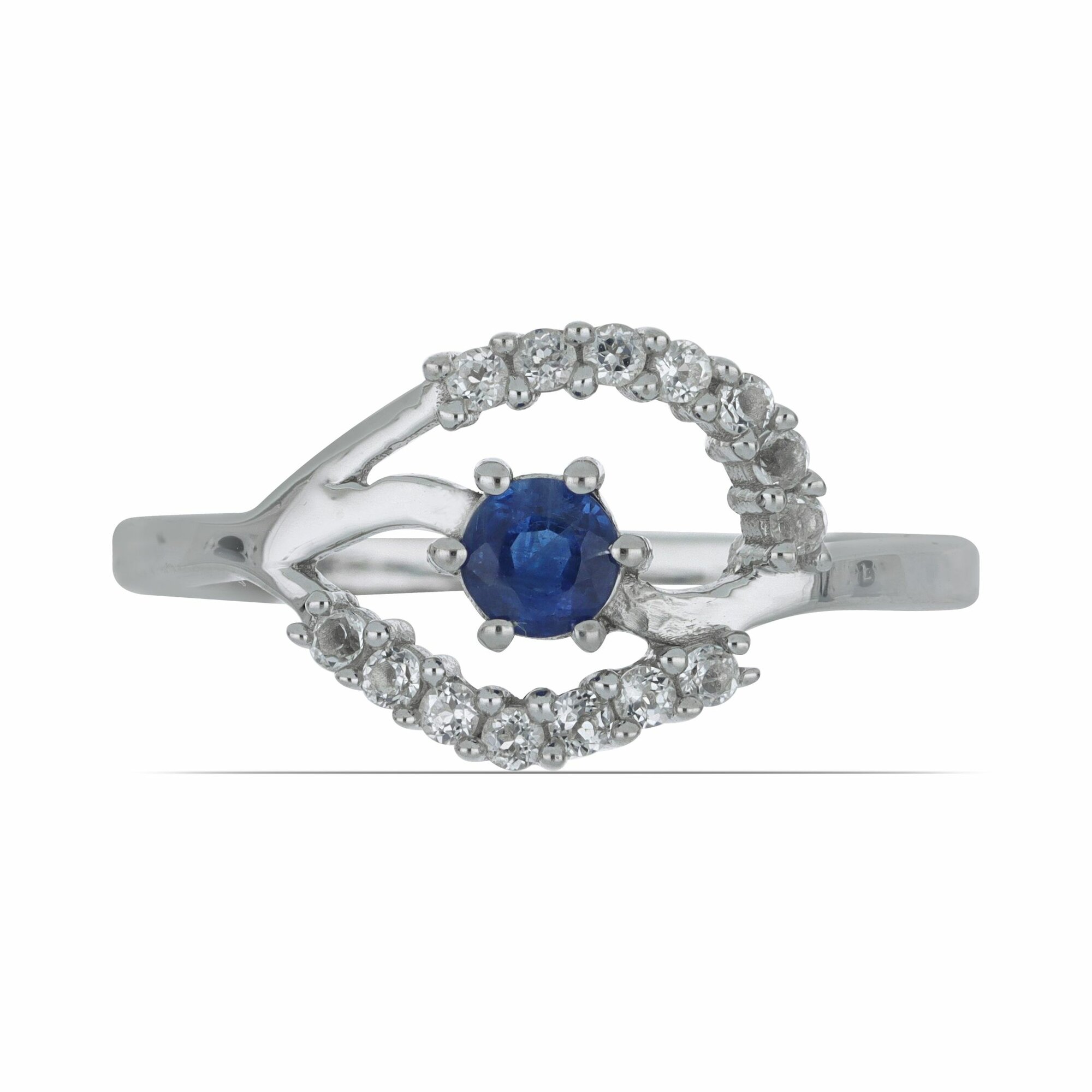 Кольцо, серебро, 925 проба, родирование, кианит, топаз