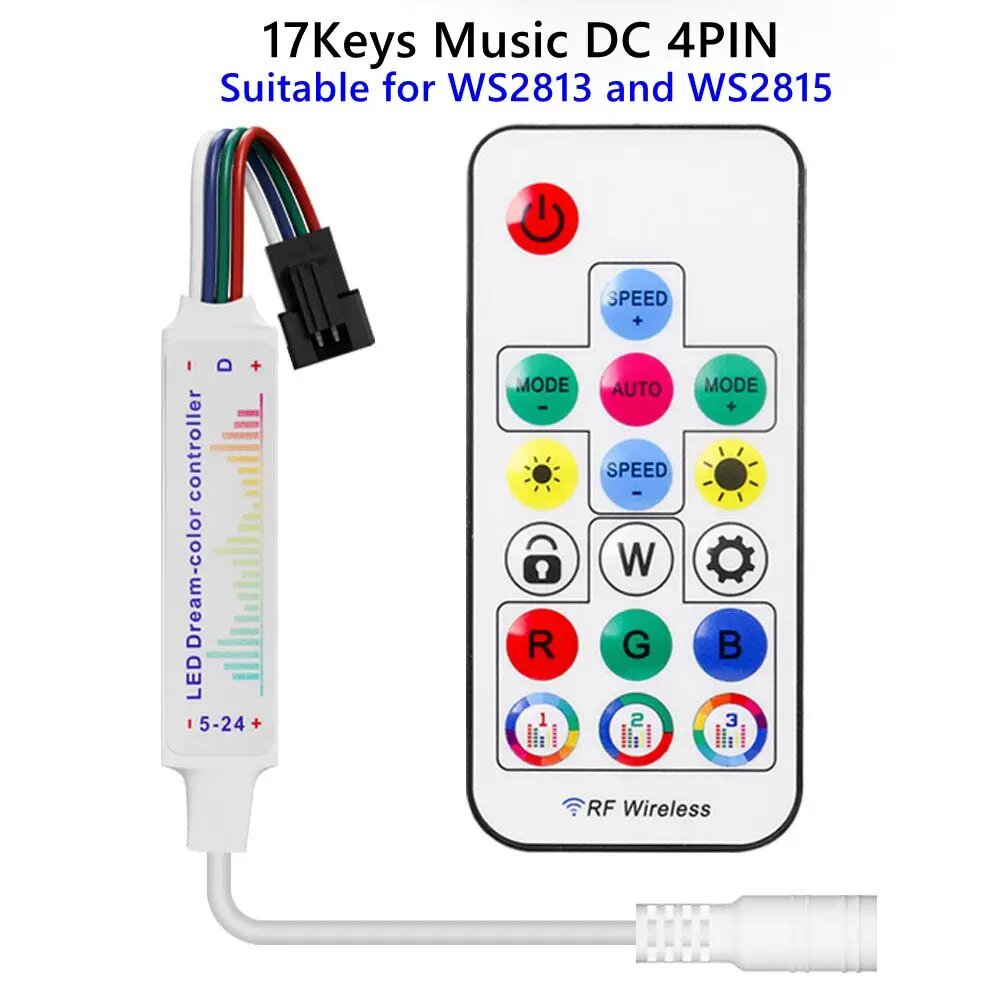 RGB контроллер 17 Keys Music DC 4PIN для WS2813/WS2815