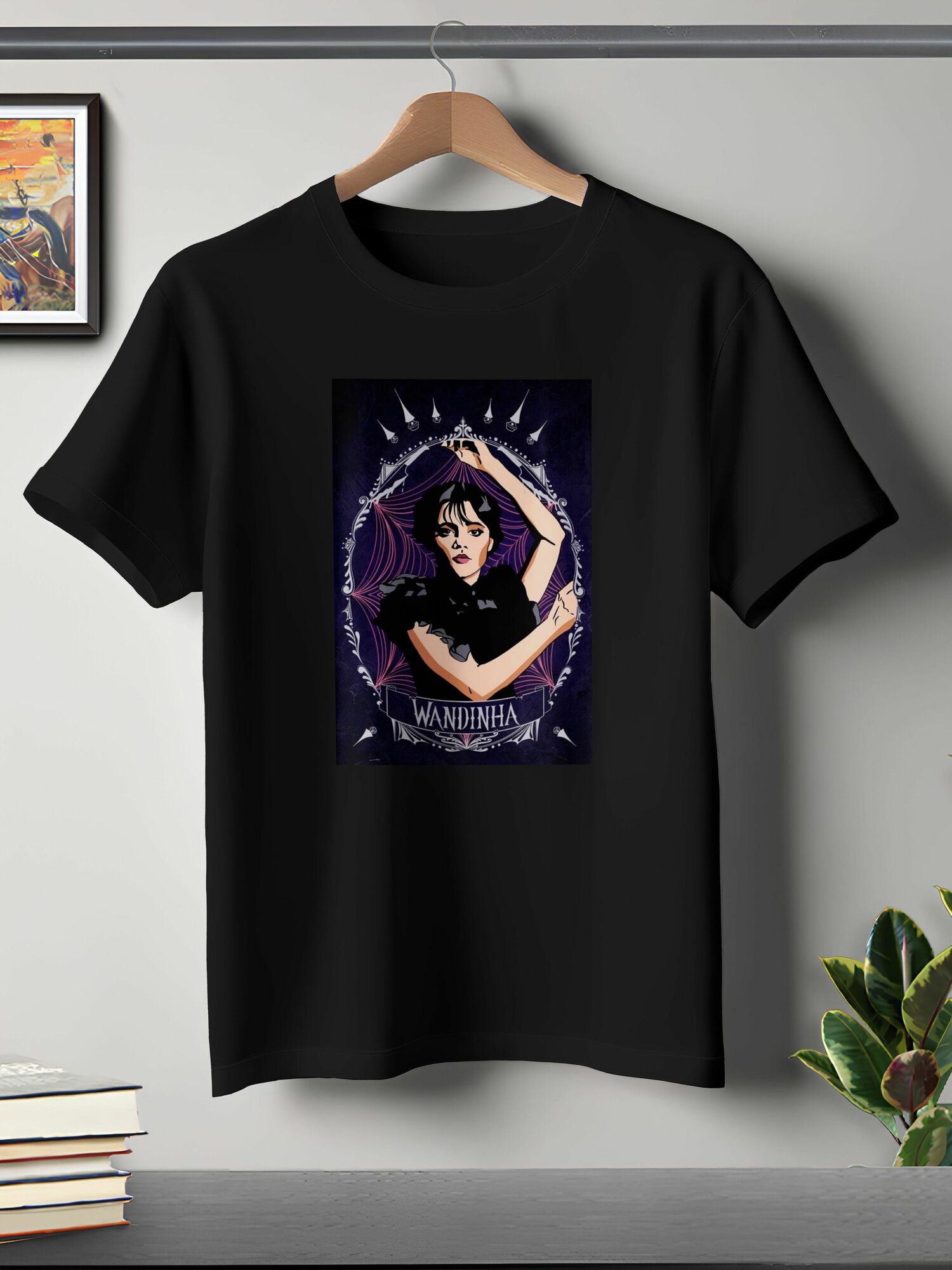 Футболка  Детская ONEQ 128 (8-9) размер с принтом Wednesday Уэнздей, черная