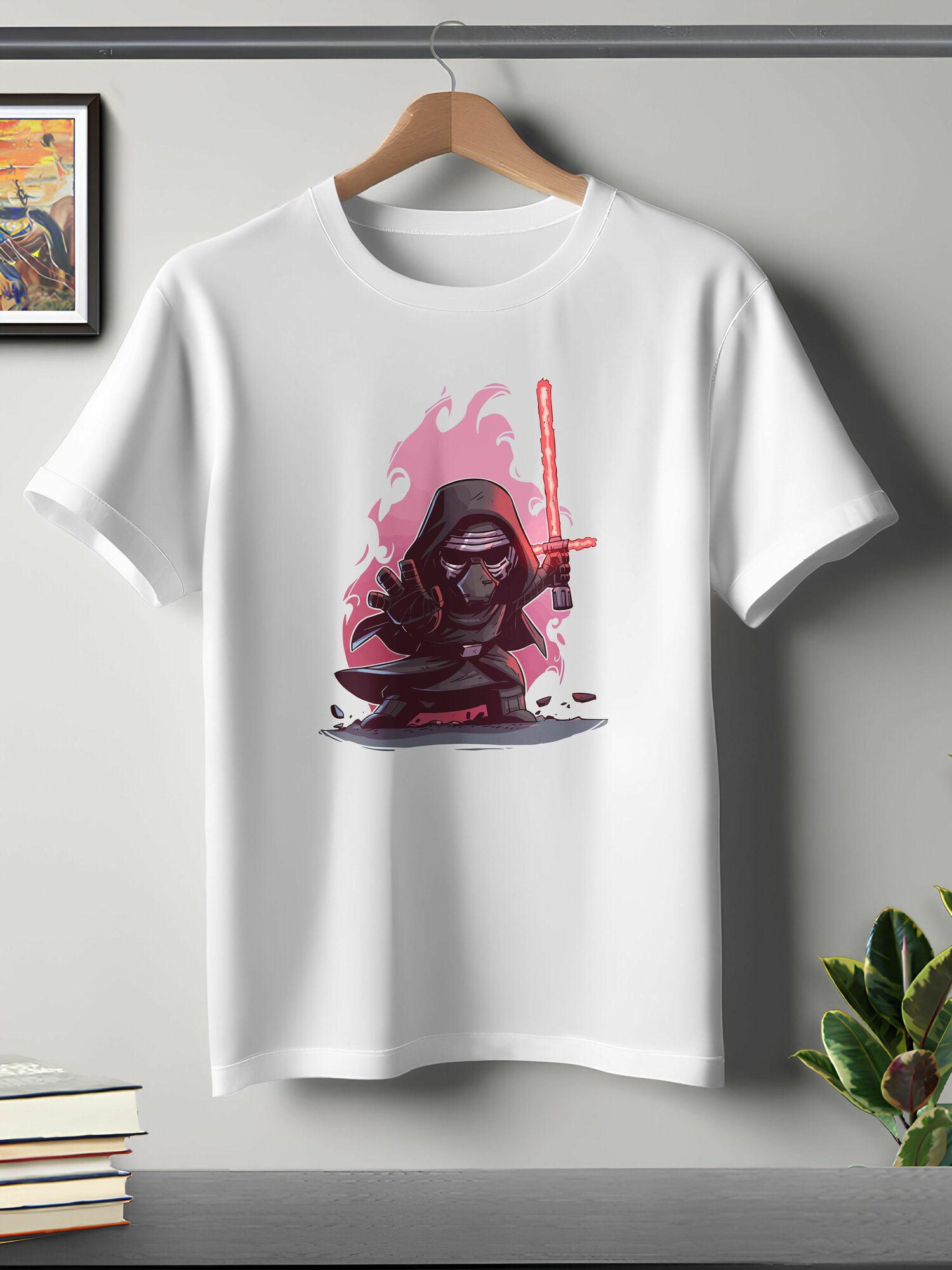 Футболка ONEQ унисекс 46-48 (M) размер с принтом Кайло Рен, белая