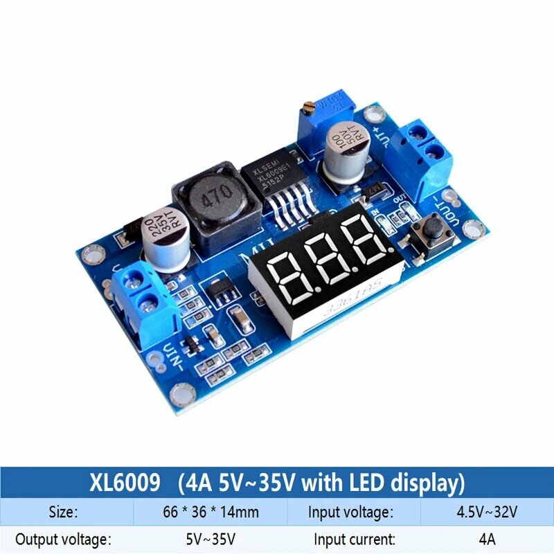 XL6009 повышающий модуль, 4A, 5-35V, LED дисплей