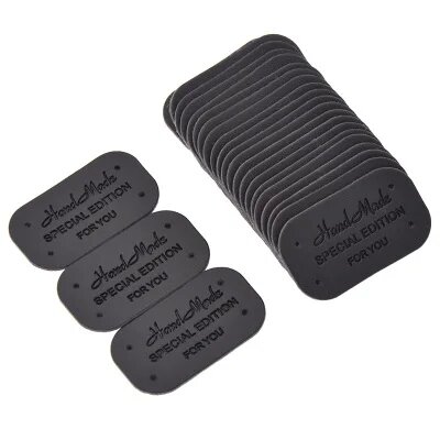 Этикетки из искусственной кожи 24 шт. Черный, Black