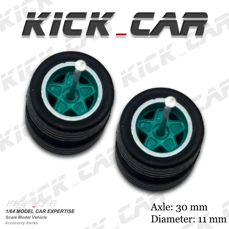 Колеса 1/64 KICARMOD пластиковые с резиной для Hot Wheels Green