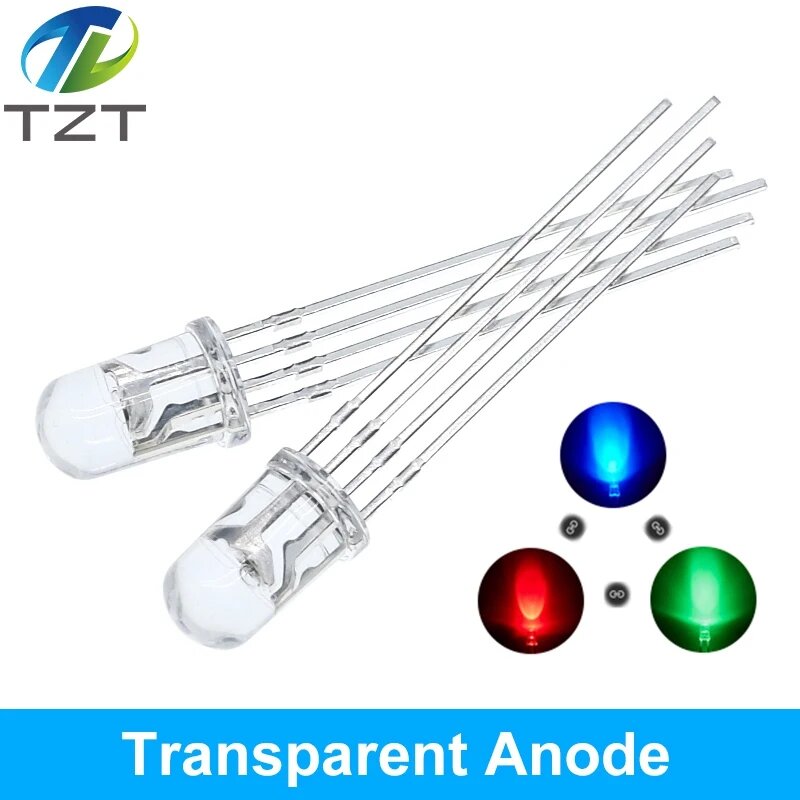 5 мм RGB LED диоды TZT, прозрачный анод