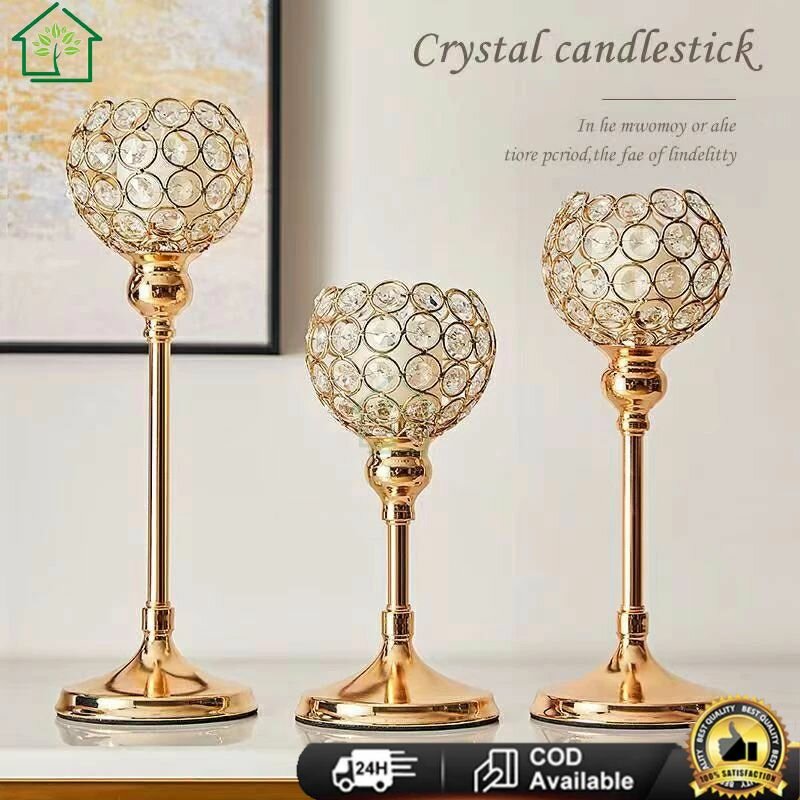 Набор Хрустальный Подсвечник одходит для свадеб, дней рождения, Рождества и домашнего декора(золотой,17CM,22CM,27cm)