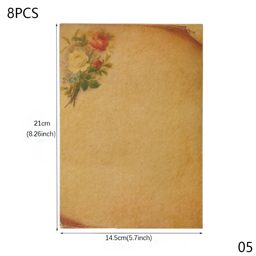 Ретро винтажная бумага для письма 8 листов 05