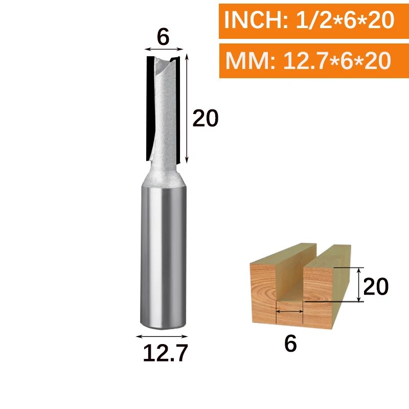 Набор фрез Vsharp PCD алмазных, прямые, 1/2 дюйма, 12 мм, для работы по дереву 12.7x6x20
