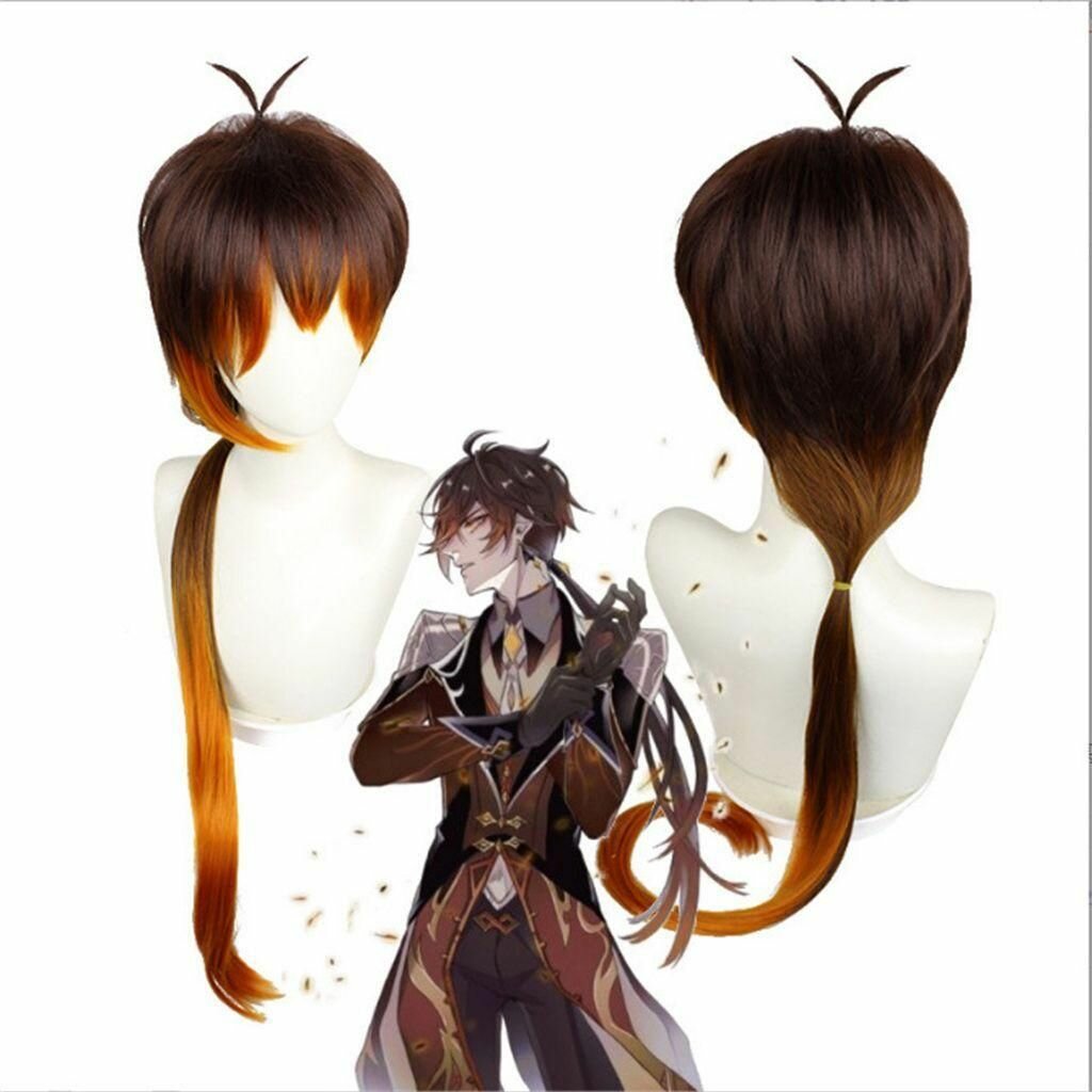 Anime Manga Game Genshin Impact Zhongli Halloween Carnival Party Cosplay Wig мультфильм аниме косплей парик -sz