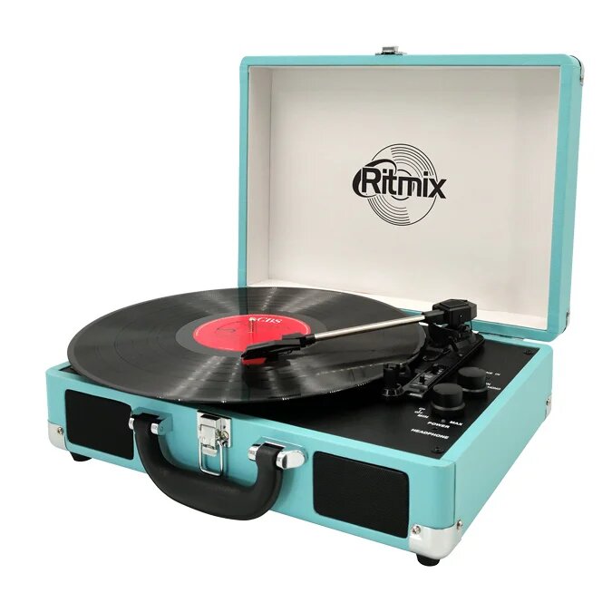 Проигрыватель винила Ritmix LP-160B, ременной привод, встроенные динамики, Bluetooth, голубой