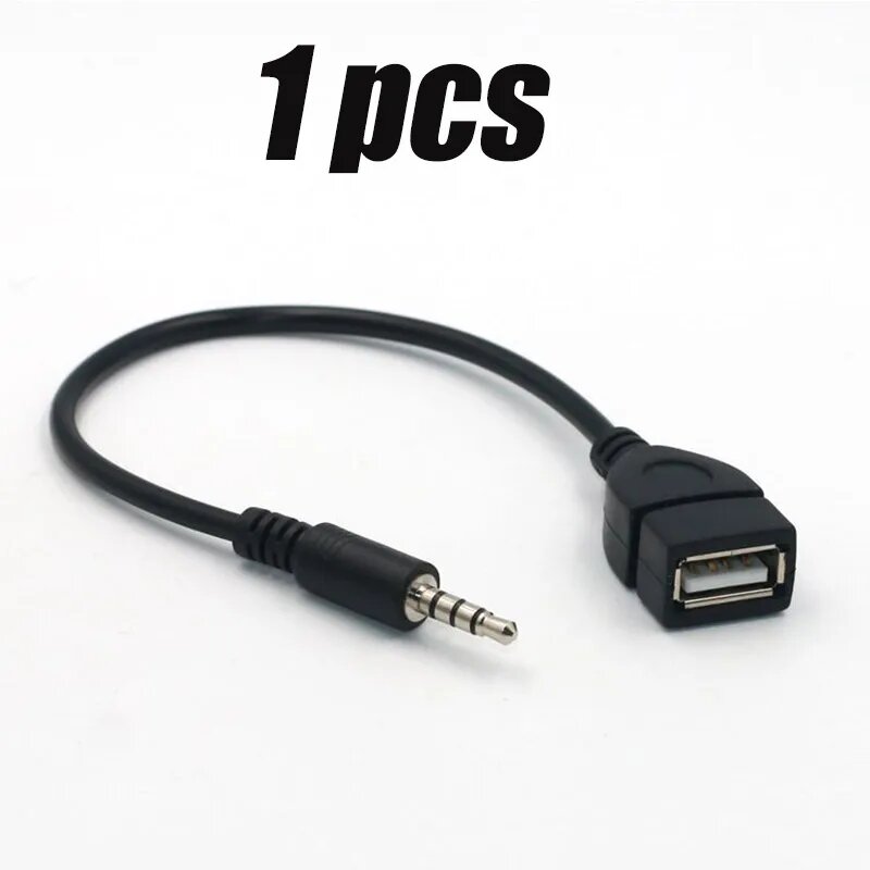 AUX USB кабель 3.5 мм - USB Черный, 1 шт