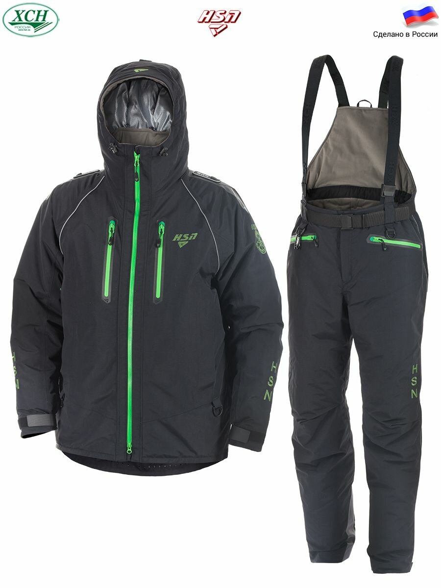 Костюм демисезонный Stalker II (-15) ХСН мембрана Чёрный (зеленые молнии)