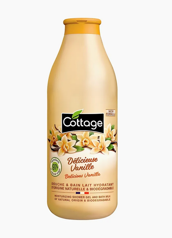Гель Cottage для душа увлажняющий и пена для ванны 2 в 1 Ваниль, 750 мл