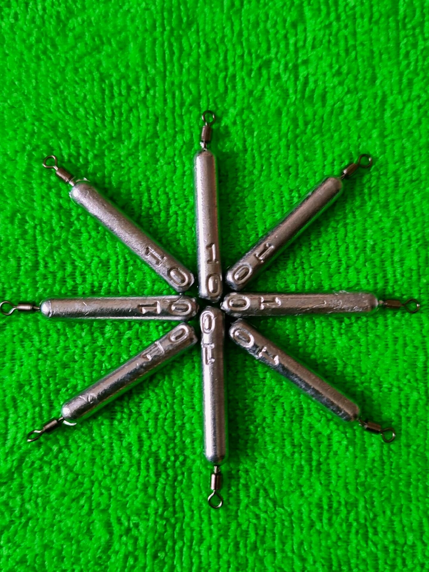 Груз рыболовный "Палочка на вертлюге" вес 10гр 10шт, дропшот, отводной поводок, джигриг