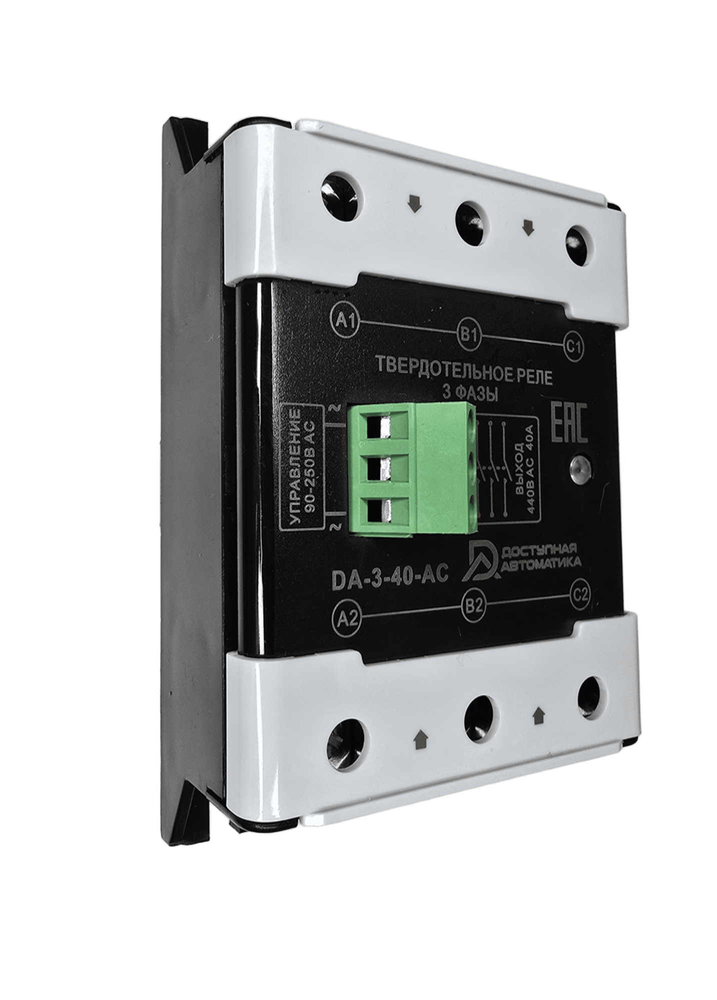 DA-3-40-AC Твердотельное реле 3 фазы 24-440В AC 40А, управление 90-250В AC