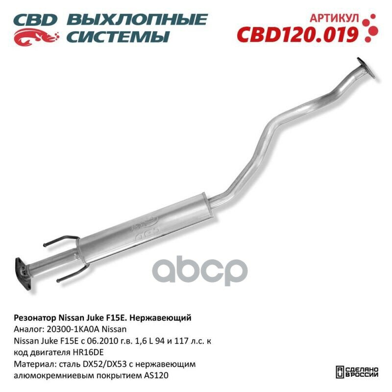 Глушитель NISSAN Juke (10-) задняя часть CBD CBD арт. CBD120.019