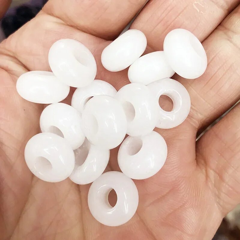 Натуральные бусины из нефрита, яшмы и кристаллов Белый, picture color