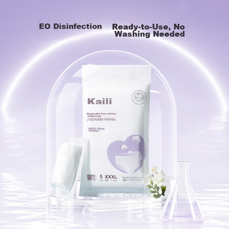 Kaili Disposable Women's Underwear, Maternity Postpartum Pure Cotton Underwear, Maternity Travel Underwear, Large Size XXXL, 10 Pieces