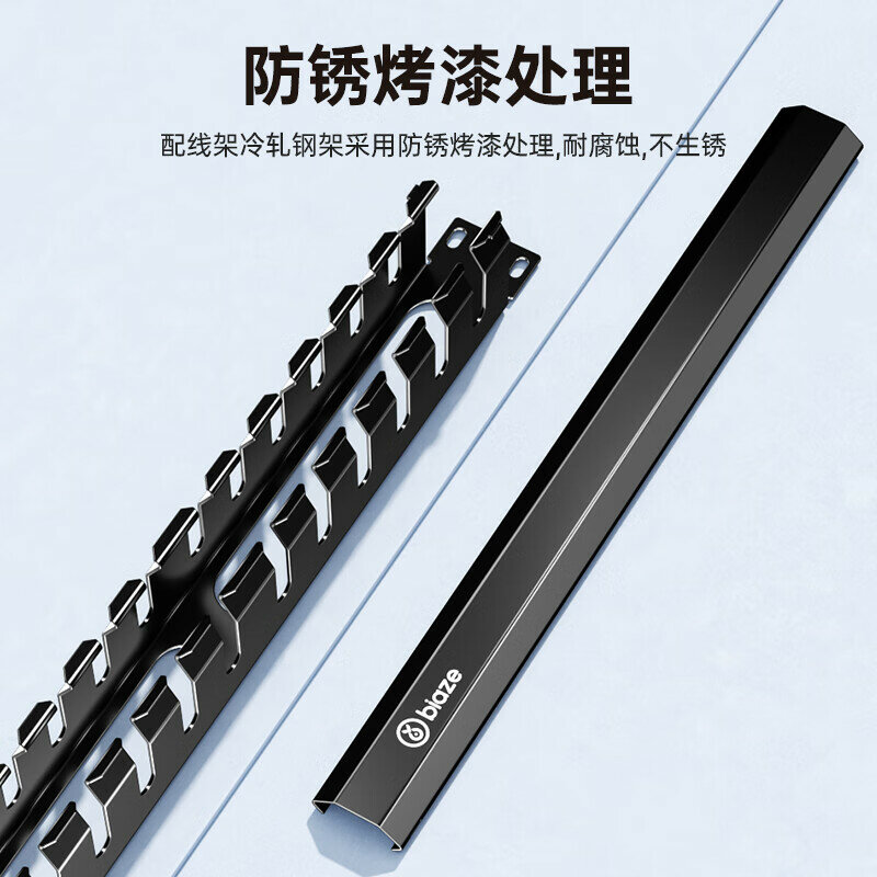 Biaze Cable Management System, 12 Slots 24 Ports, Engineering Network Cable Organizer, Thickened Metal 19-Inch 1U Rack-Mounted Network Cabinet Cable Manager, Cable Sorter And Organizer