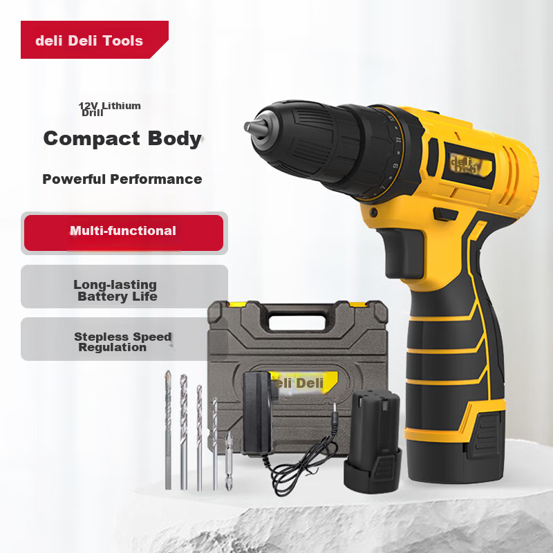 Deli Cordless Electric Drill Screwdriver Lithium Drill Set Household Rechargeable Screwdriver Electric Tool Box Kit