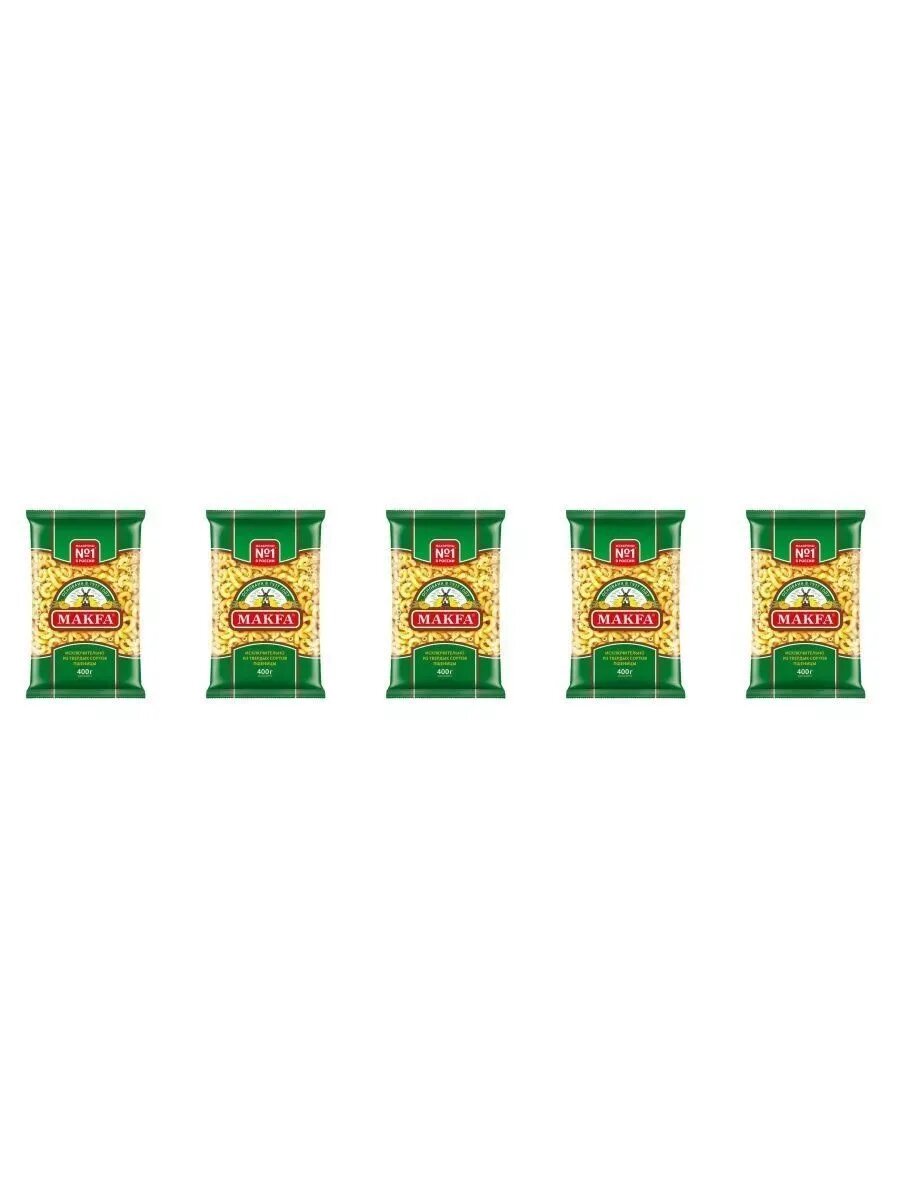 Макаронные изделия Макфа рожки гладкие, 400 г/5уп