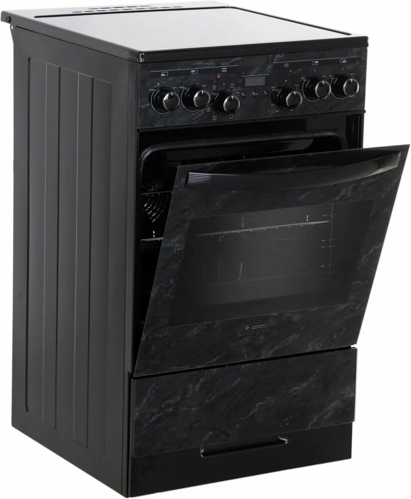 Электрическая плита Gefest 5560-03, стеклокерамическая, 4 конфорки, цвет черный мрамор