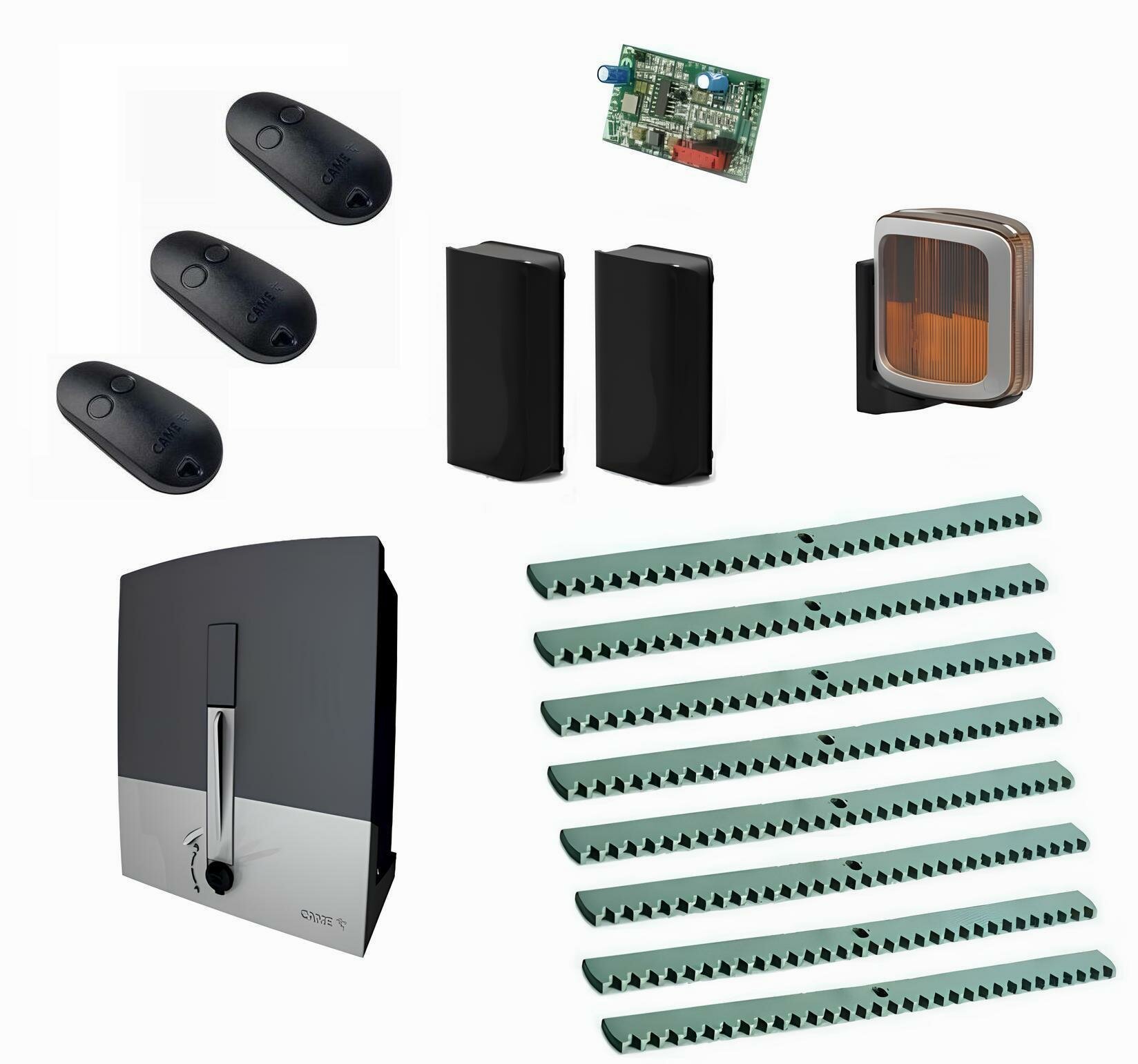 Автоматика для откатных ворот BXL04AGS FULL8-A-Т3, комплект: привод, радиоприемник, 3 пульта, фотоэлементы, лампа, 8 реек