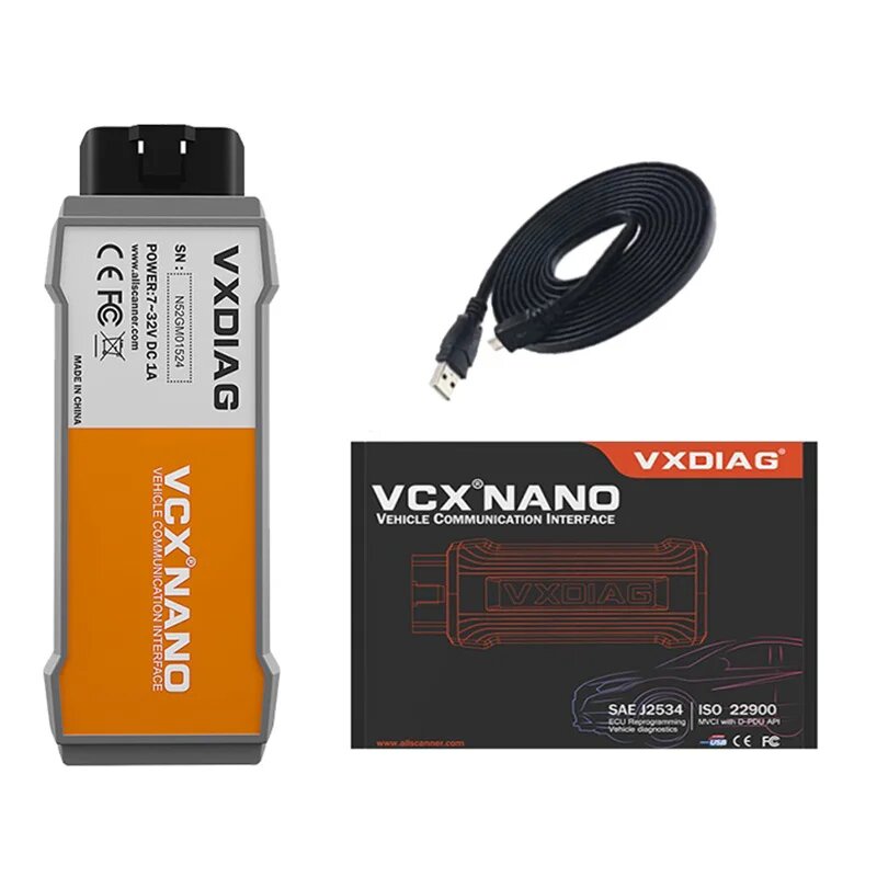 Диагностический сканер VXDIAG NANO NX300 2014D J2534 для программирования ЭБУ, активных тестов и чтения кодов OBD2 с бесплатным обновлением