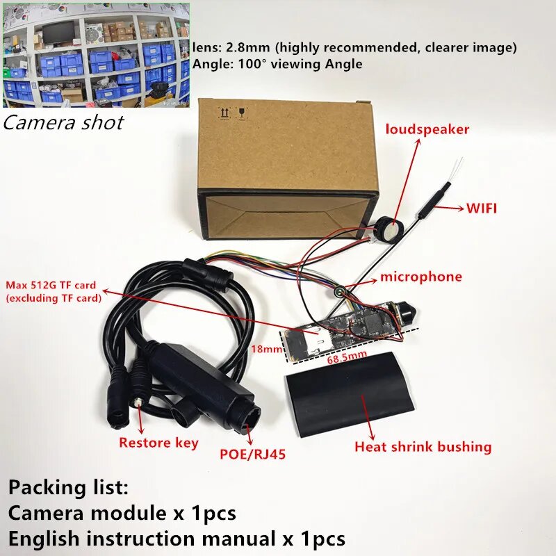HQCAM 5 мегапиксельная Wi-Fi IP-камера indoor wifi poe 2.8mm lens