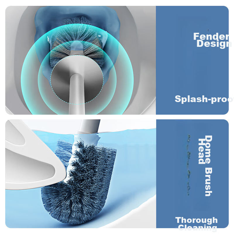Meiliya Toilet Brush, Wall-Mounted, No Dead Angles, Toilet Cleaning Tool, Bathroom Toilet Brush with Base, 1 Set