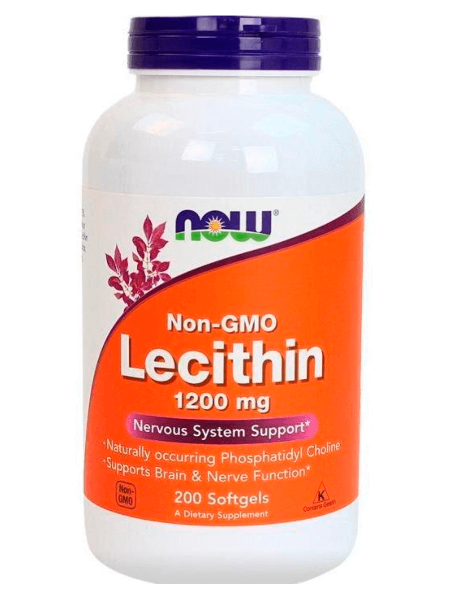 Лецитин тройная сила 1200 мг NOW, для мозга, нервной системы и печени, 200 капсул