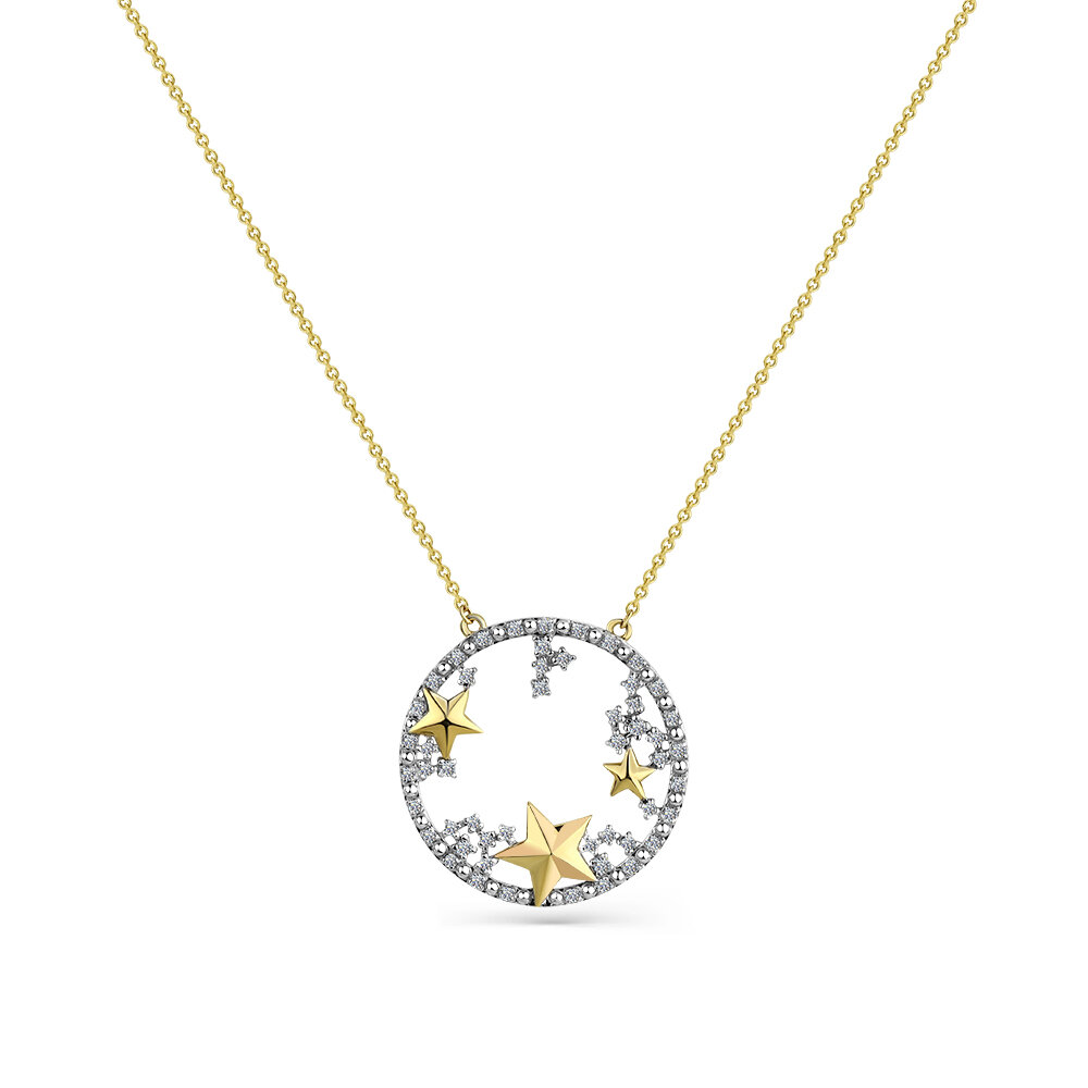 Колье, желтое золото, 585 проба, бриллиант