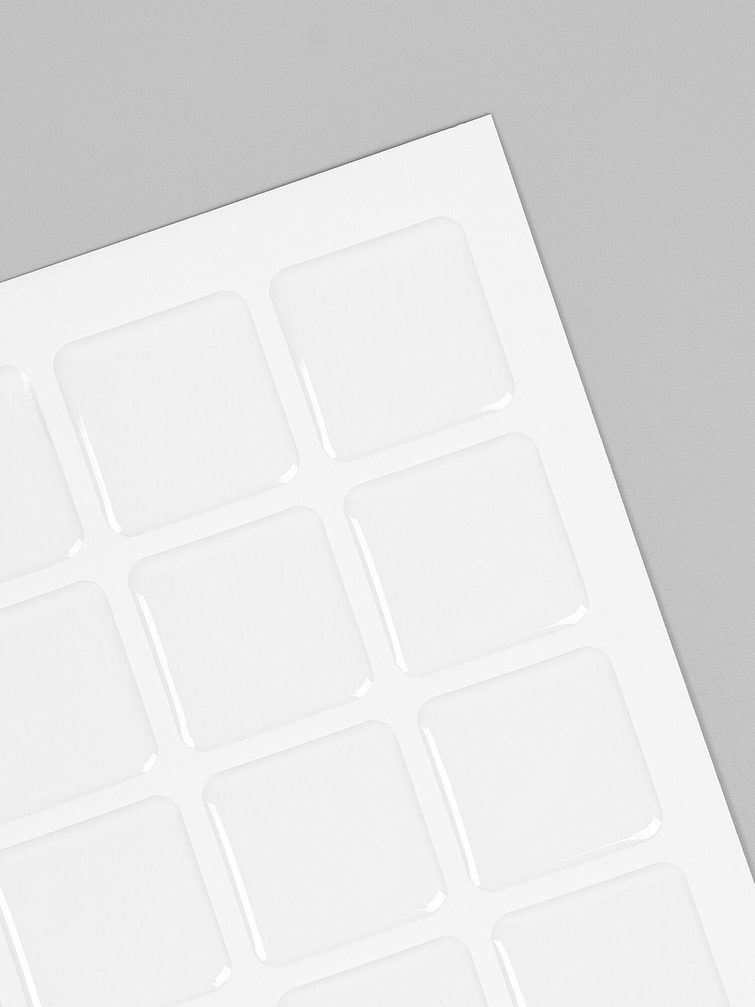 Стикеры эпоксидные прозрачные заготовки 3D 100 шт 2.5 x 2.5 см + самоклеящаяся бумага