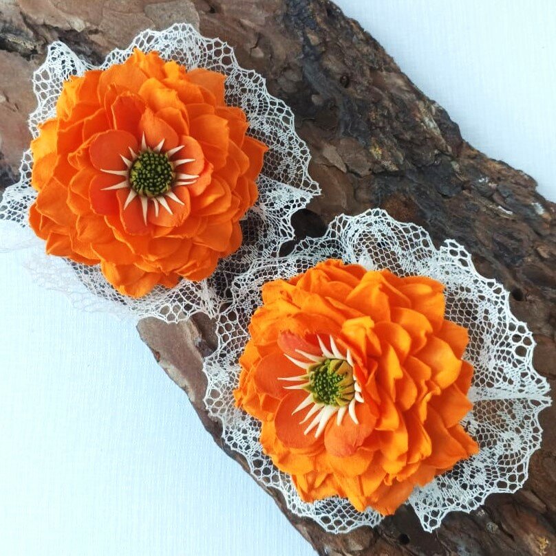 Комплект резинок для волос с цветами ручной работы