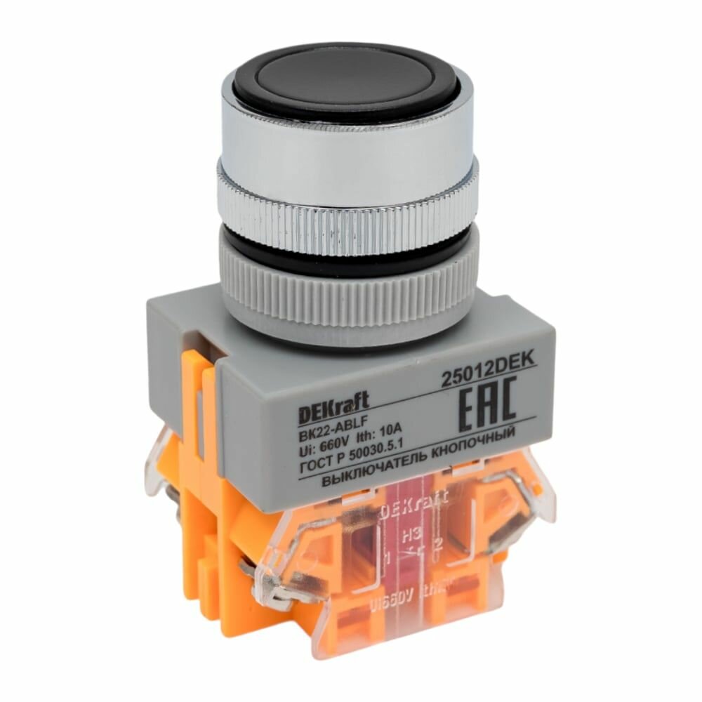 Выключатель кнопочный ABLF ВК-22 d22мм 220В черн. DEKraft 25012DEK