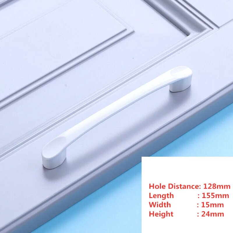 Белые ручки для шкафов, Hole Distance: 128mm