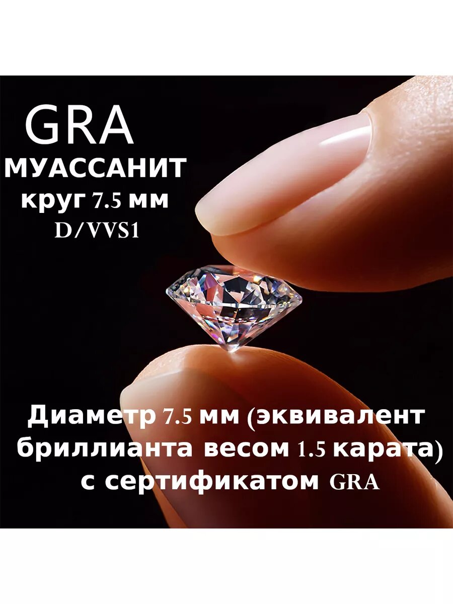 Муассанит Камень Отдельно Бриллиант CVD HPHT D/VVS1 1.5ct Круг 57гр