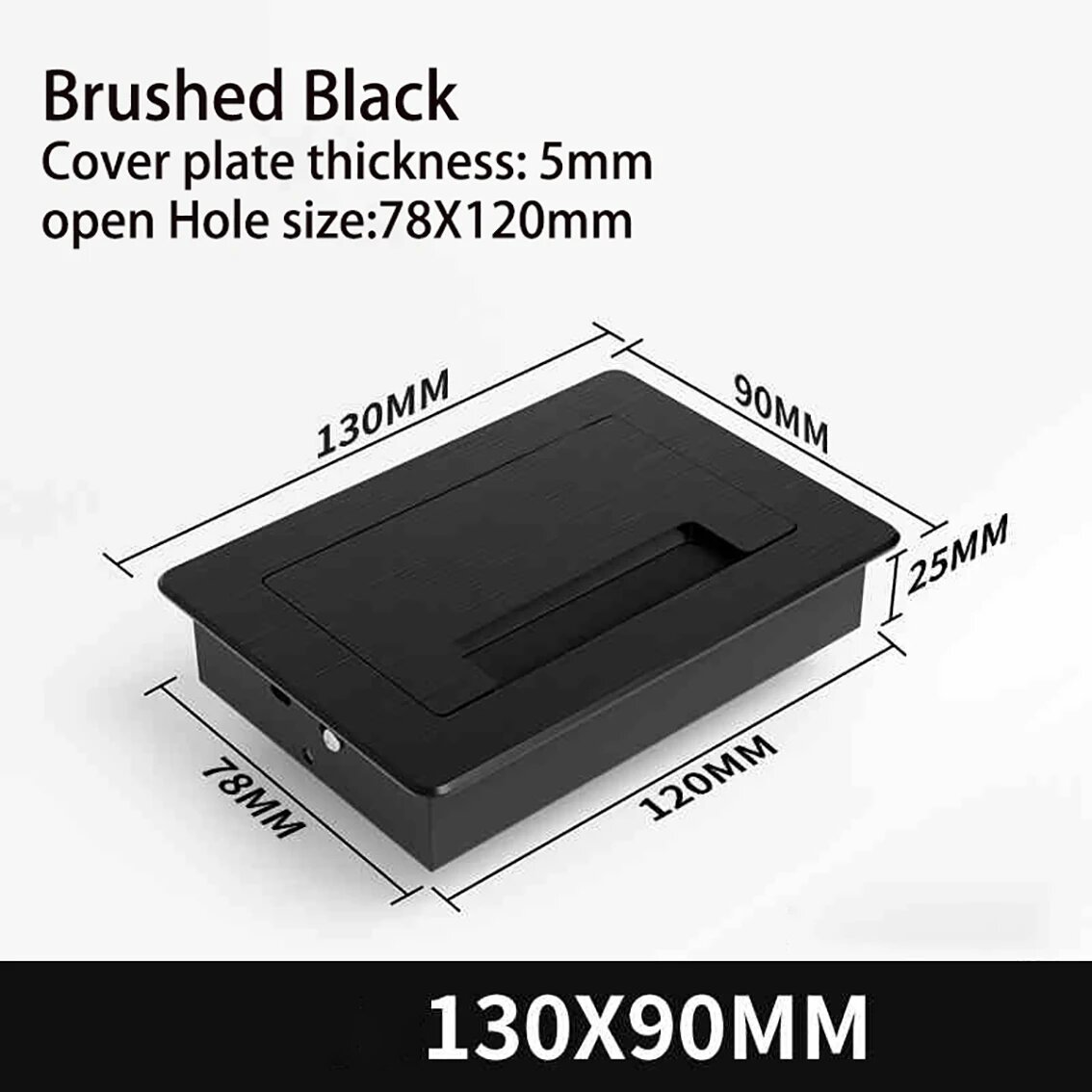 Алюминиевая крышка для отверстия кабеля для стола brushed black 1