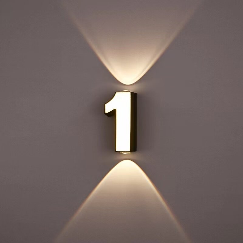 Подсветкой Число "1”, номер для дома с LED подсветкой и защитой от дождя, номер для улицы, для сада, дачи